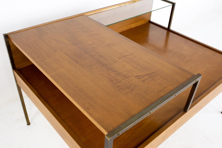 Milo Baughman for Murray Furniture Mid Century 2 Tier Corner Side Table ...