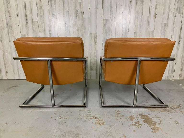 Milo Baughman Style Chrome and Leather Lounge Chairs at 1stDibs ...