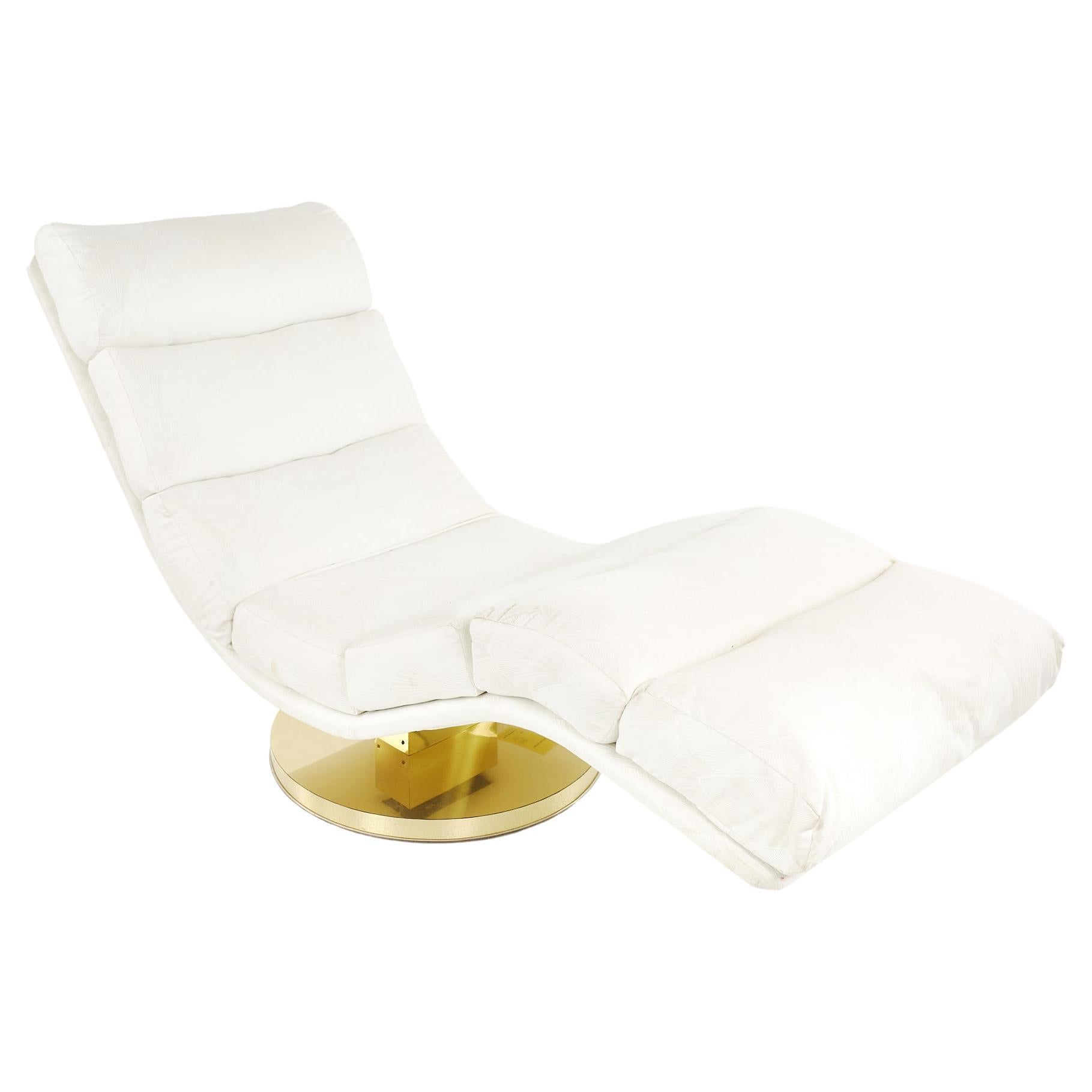 Milo Baughman for Thayer Coggin MCM Brass Base Wave Rocking Chaise ...