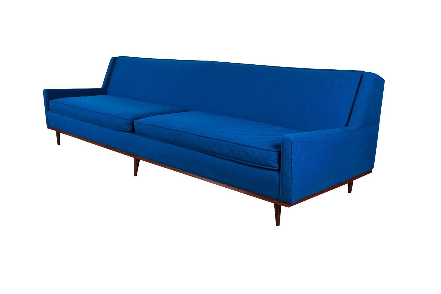Mid Century Blue Sofa For Sale at 1stDibs