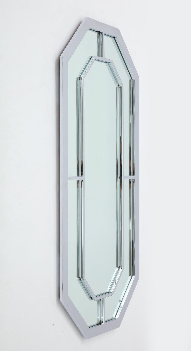 1970’s Octagonal Chrome Mirror And Console For Sale at 1stDibs