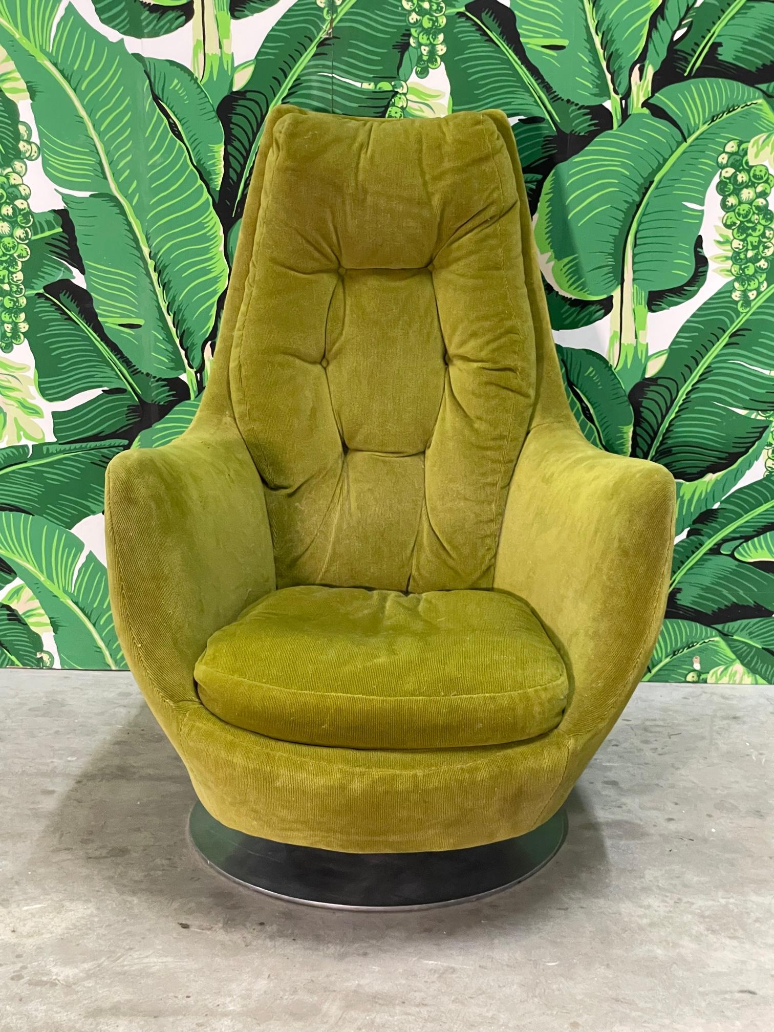 Milo Baughman for Thayer Coggin Plush Mod Swivel Lounge Chair For Sale at 1stDibs