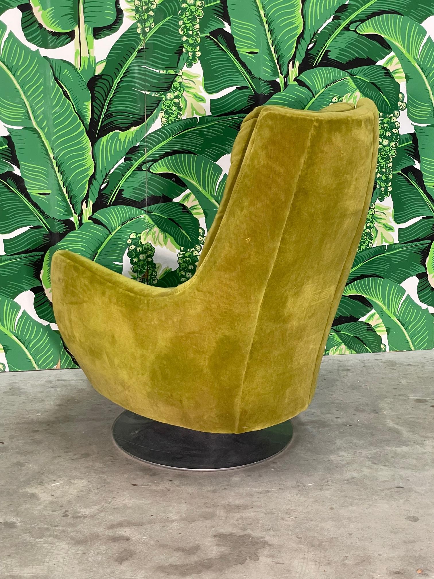 Milo Baughman for Thayer Coggin Plush Mod Swivel Lounge Chair For Sale at 1stDibs