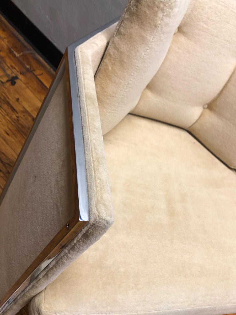 Milo Baughman for Thayer Coggin Upholstered Chrome Octagonal Chairs For ...