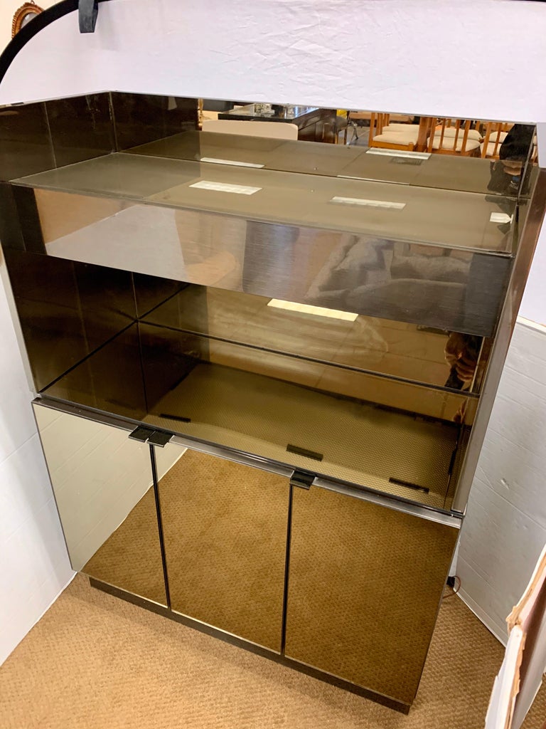 Mid-Century Modern Two Tiered Dry Bar Cabinet Credenza Server at 1stDibs