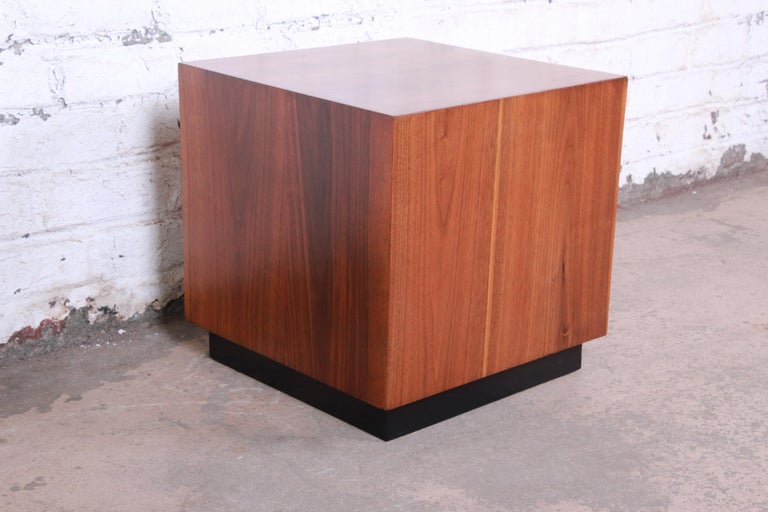 Milo Baughman Midcentury Walnut Cube Side Table or Coffee Table, Newly ...