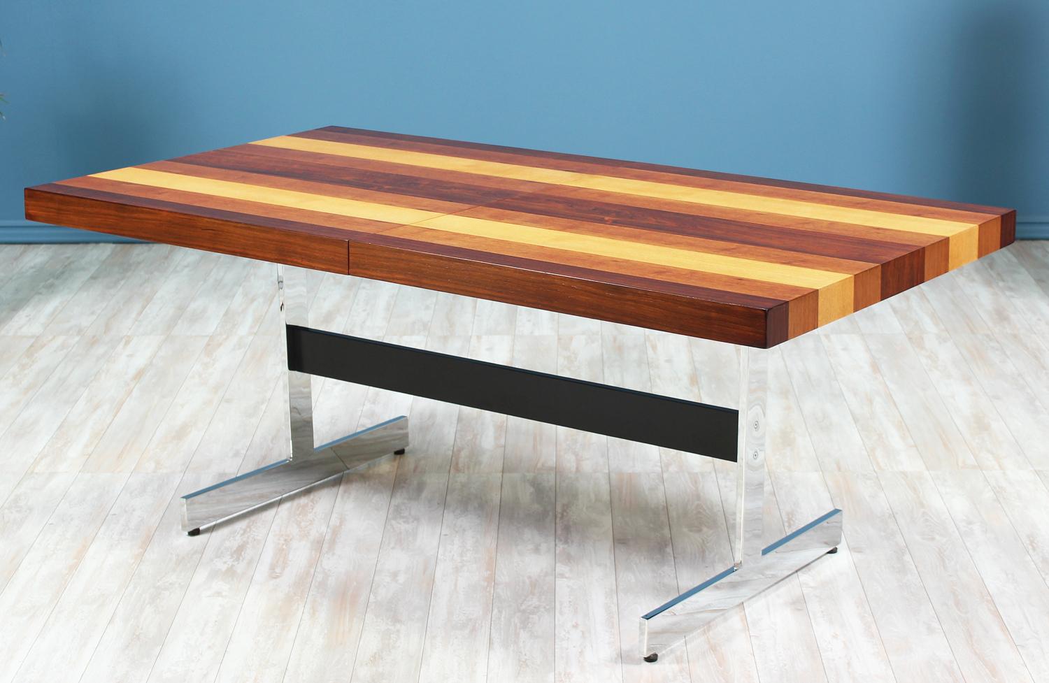 Milo Baughman Multi-Wood and Chrome Dining Table for Directional at ...