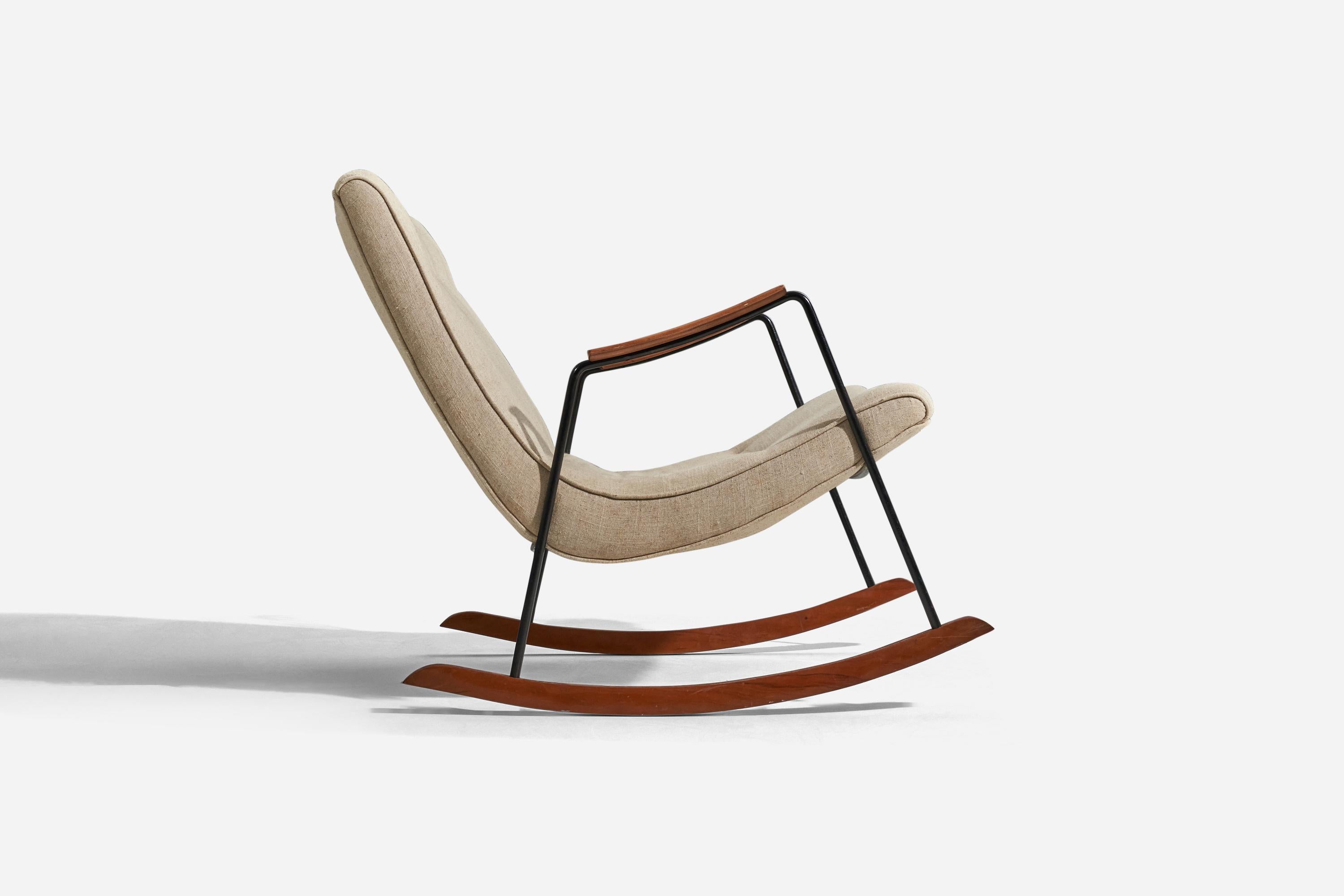Milo Baughman, Rocking Chair, Fabric, Metal, Wood, USA, Thayer Coggin ...