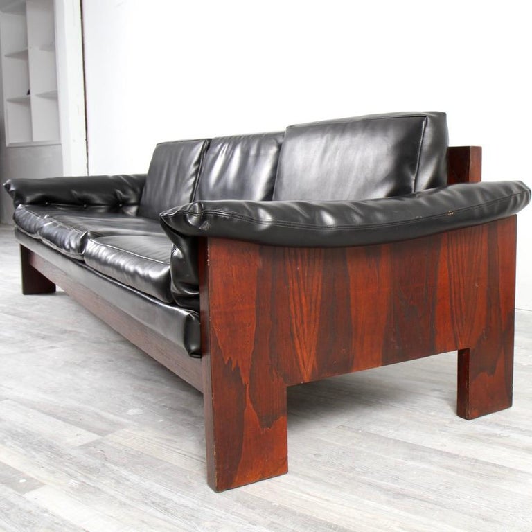 Milo Baughman Rosewood and Naugahyde Case Sofa for Thayer Coggin at ...