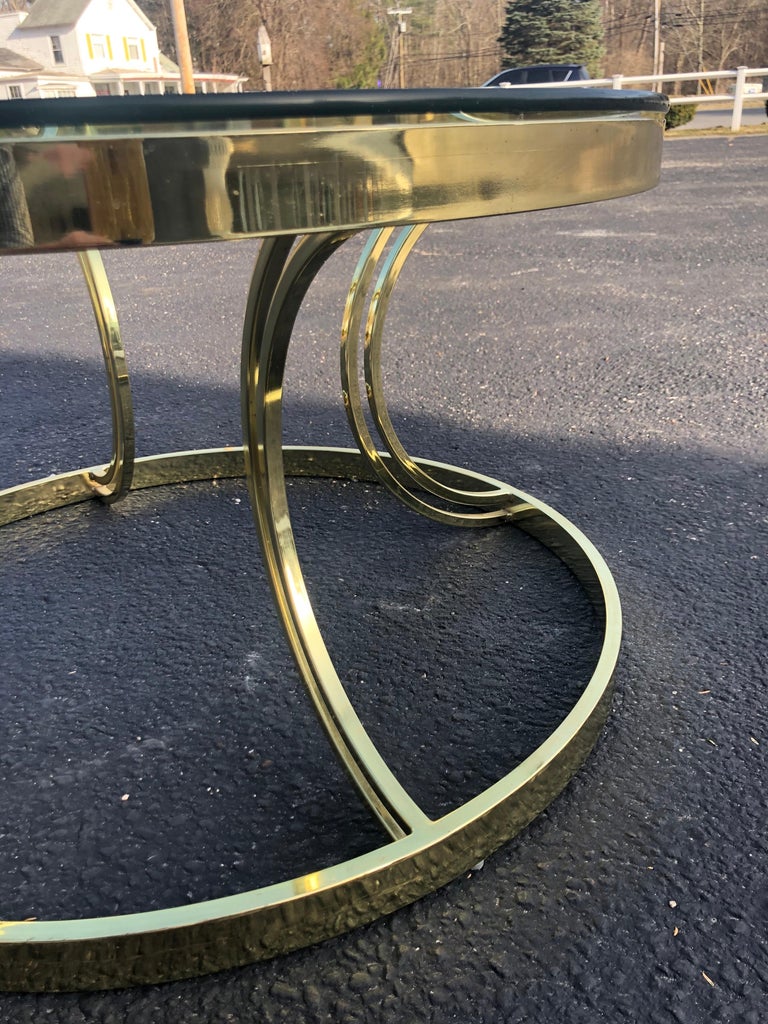 Milo Baughman Round Brass and Glass Coffee or Side Table For Sale at ...