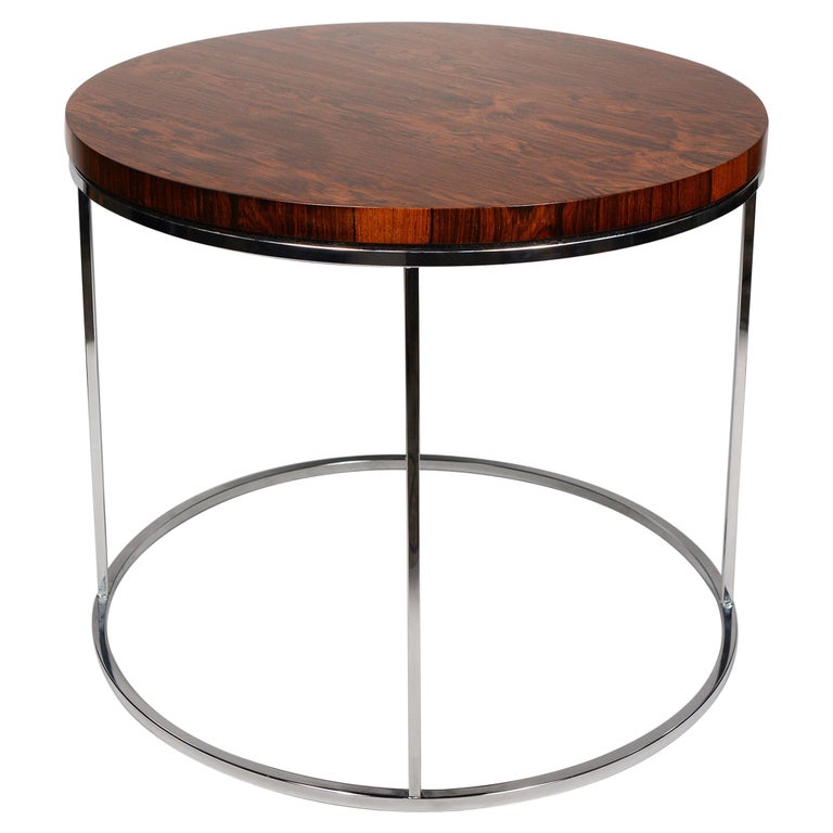 Milo Baughman Round Rosewood and Chrome Side Table at 1stDibs