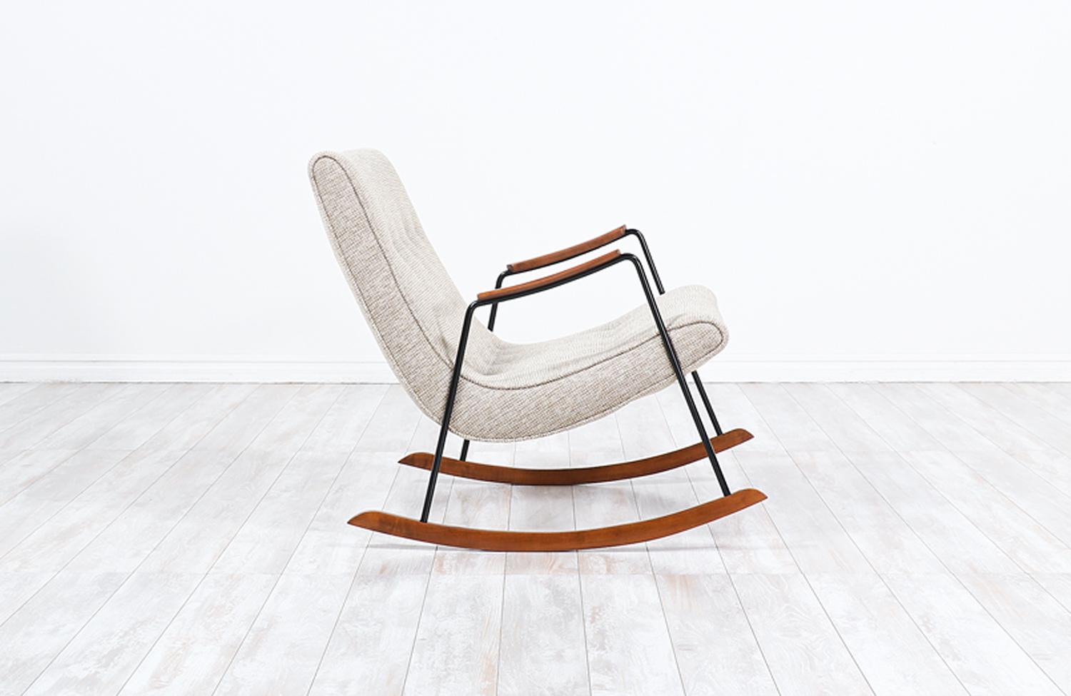 Milo Baughman "Scoop" Iron and Walnut Rocking Chair for Thayer Coggin ...