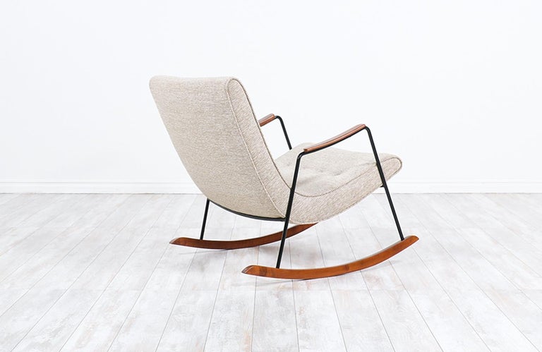 Milo Baughman "Scoop" Iron and Walnut Rocking Chair for Thayer Coggin ...