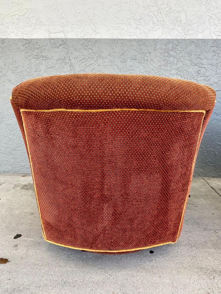 Milo Baughman Sculptural Barrel Velvet Rocking Tilt Swivel Chairs, Set ...