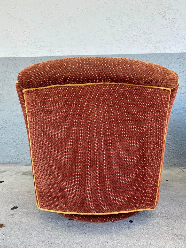 Milo Baughman Sculptural Barrel Velvet Rocking Tilt Swivel Chairs, Set ...