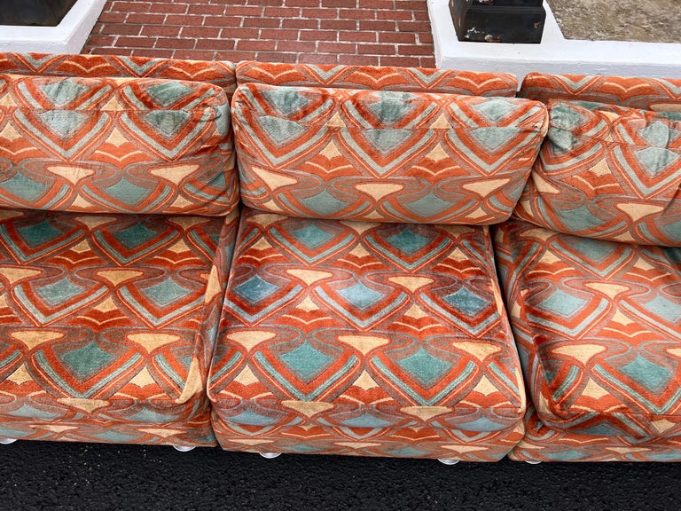 Milo Baughman Sectional Sofa with Jack Lenor Larsen Style Upholstery ...