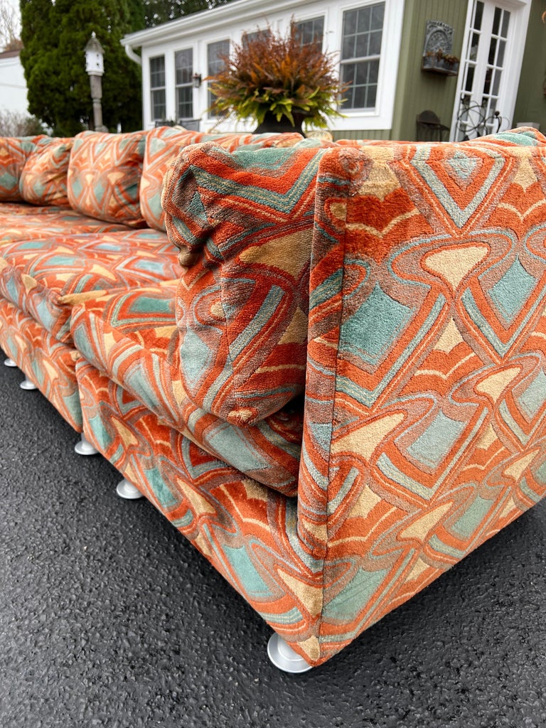 Milo Baughman Sectional Sofa with Jack Lenor Larsen Style Upholstery ...