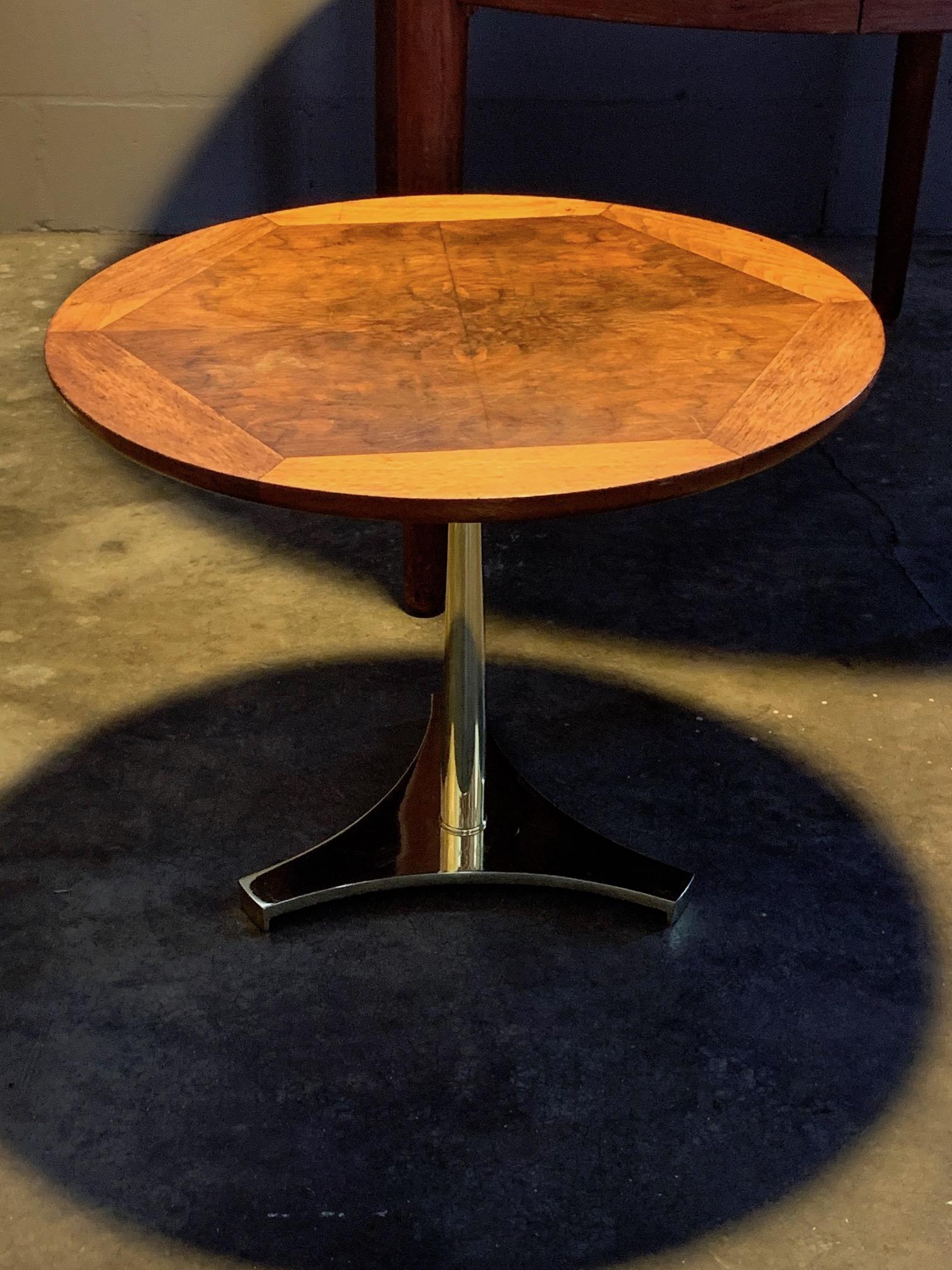 Milo Baughman Side Table with Brass Base at 1stDibs