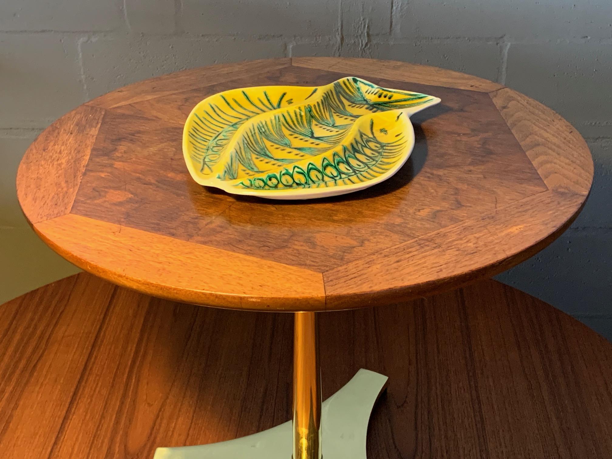 Milo Baughman Side Table with Brass Base at 1stDibs