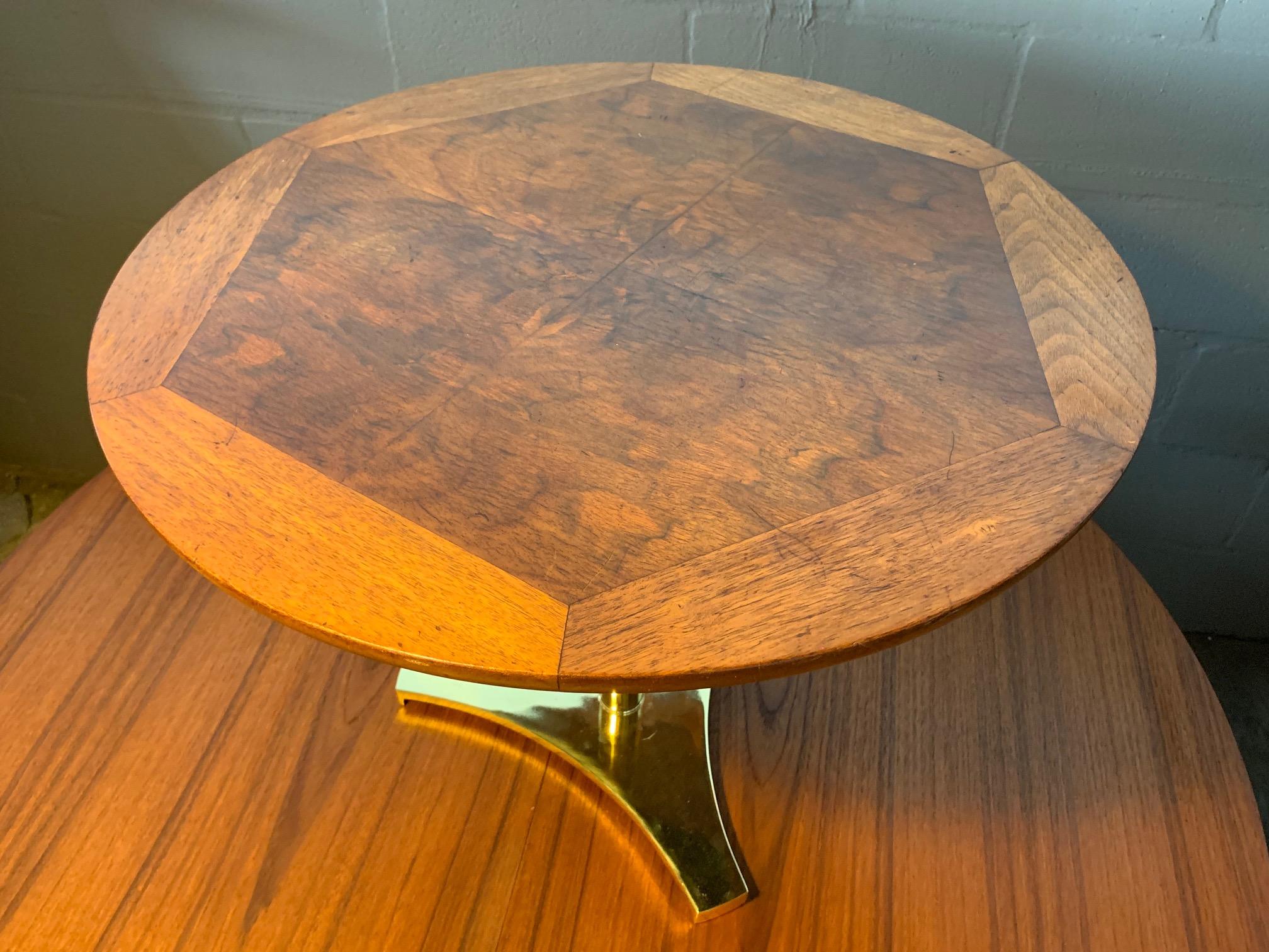 Milo Baughman Side Table with Brass Base at 1stDibs