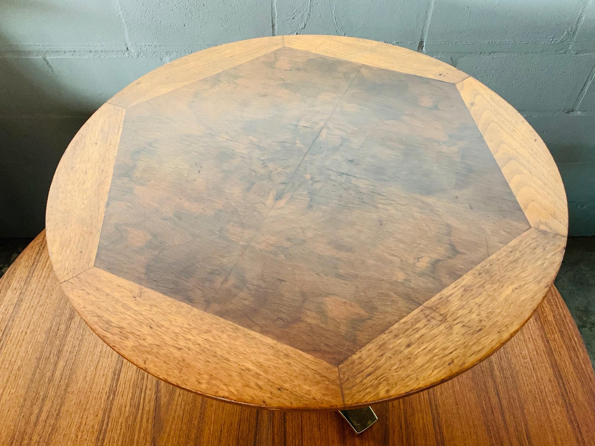 Milo Baughman Side Table with Brass Base at 1stDibs