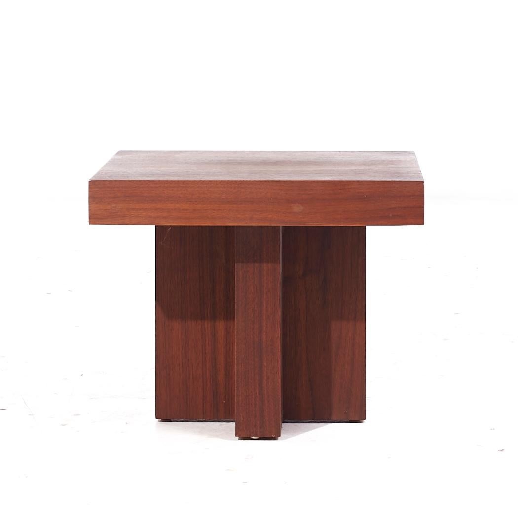 Milo Baughman Style 1922 Mid Century Walnut Cruciform End Tables - Pair ...