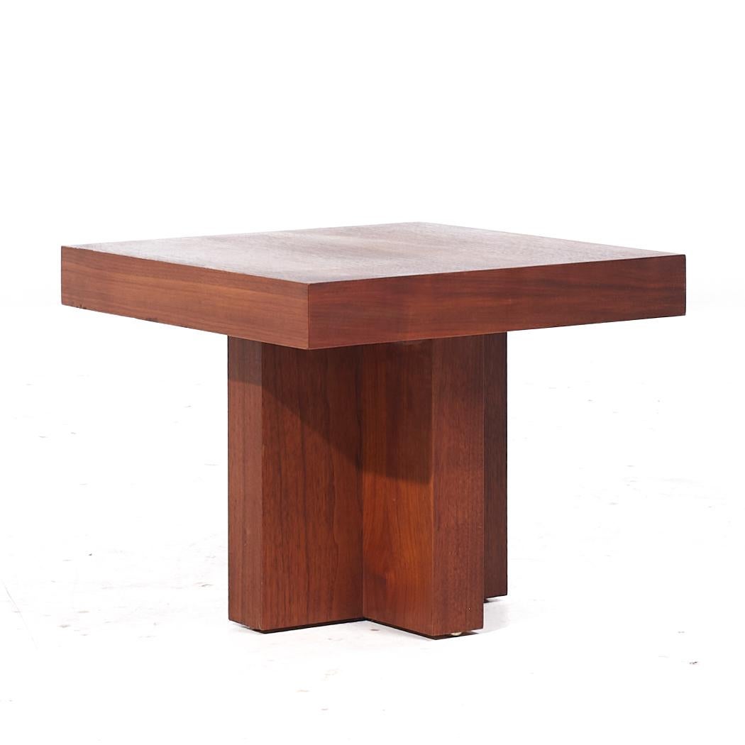 Milo Baughman Style 1922 Mid Century Walnut Cruciform End Tables - Pair ...