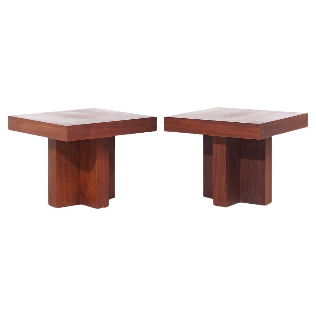 Milo Baughman Style 1922 Mid Century Walnut Cruciform End Tables - Pair ...