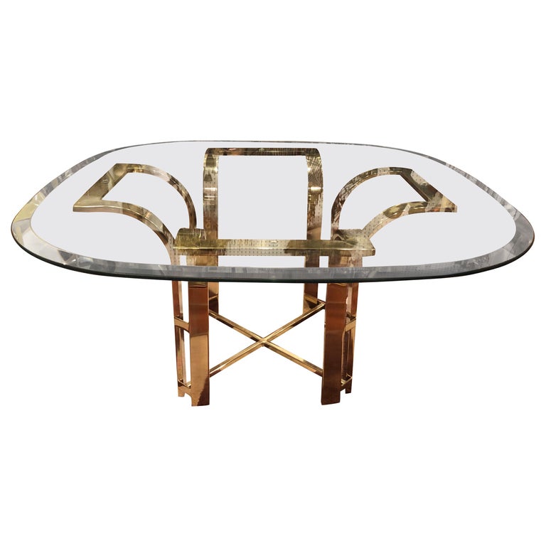 Milo Baughman Style Brass and Glass Coffee Table at 1stDibs | milo ...