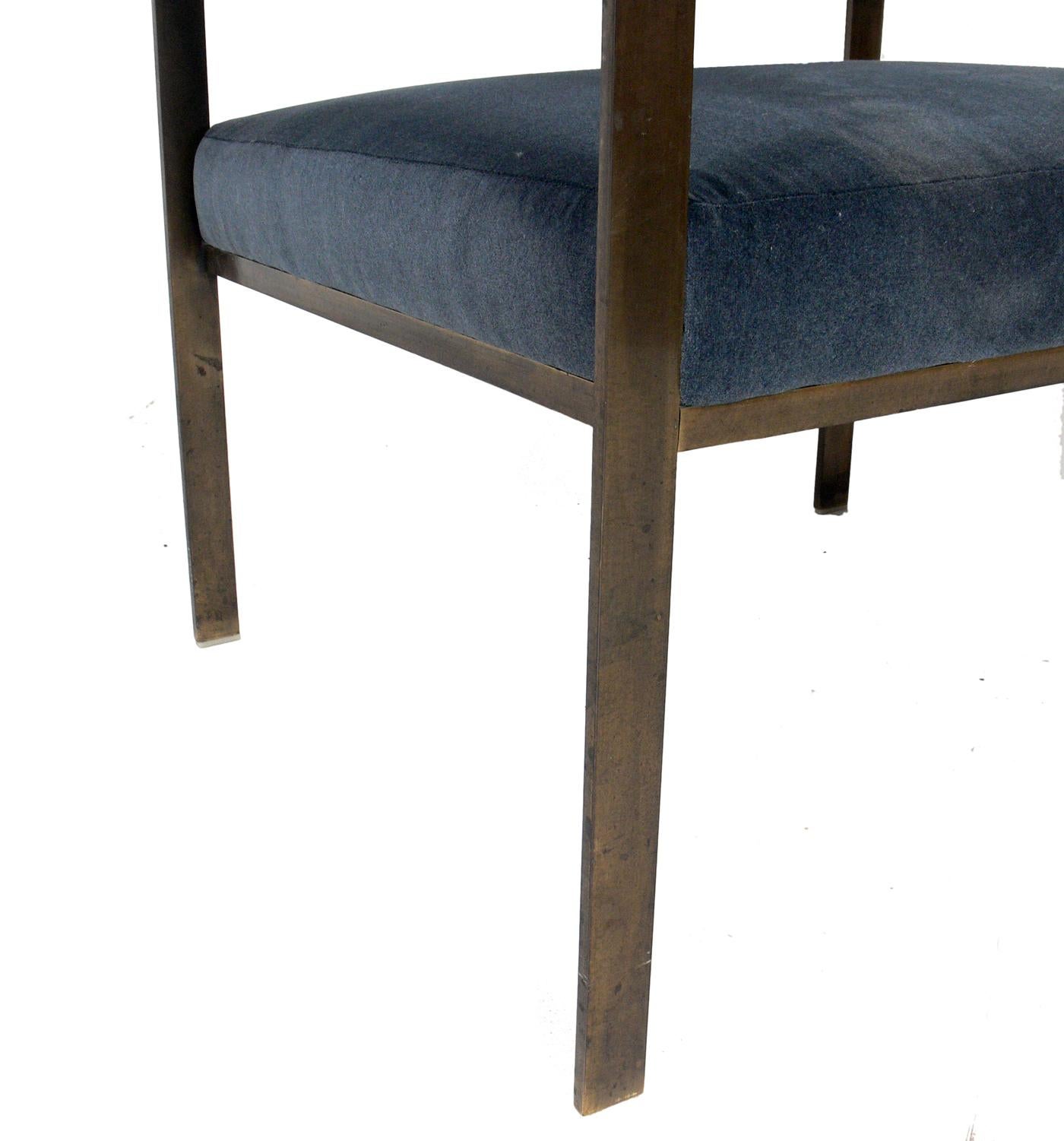 Milo Baughman Style Bronze Finish Lounge Chair at 1stDibs