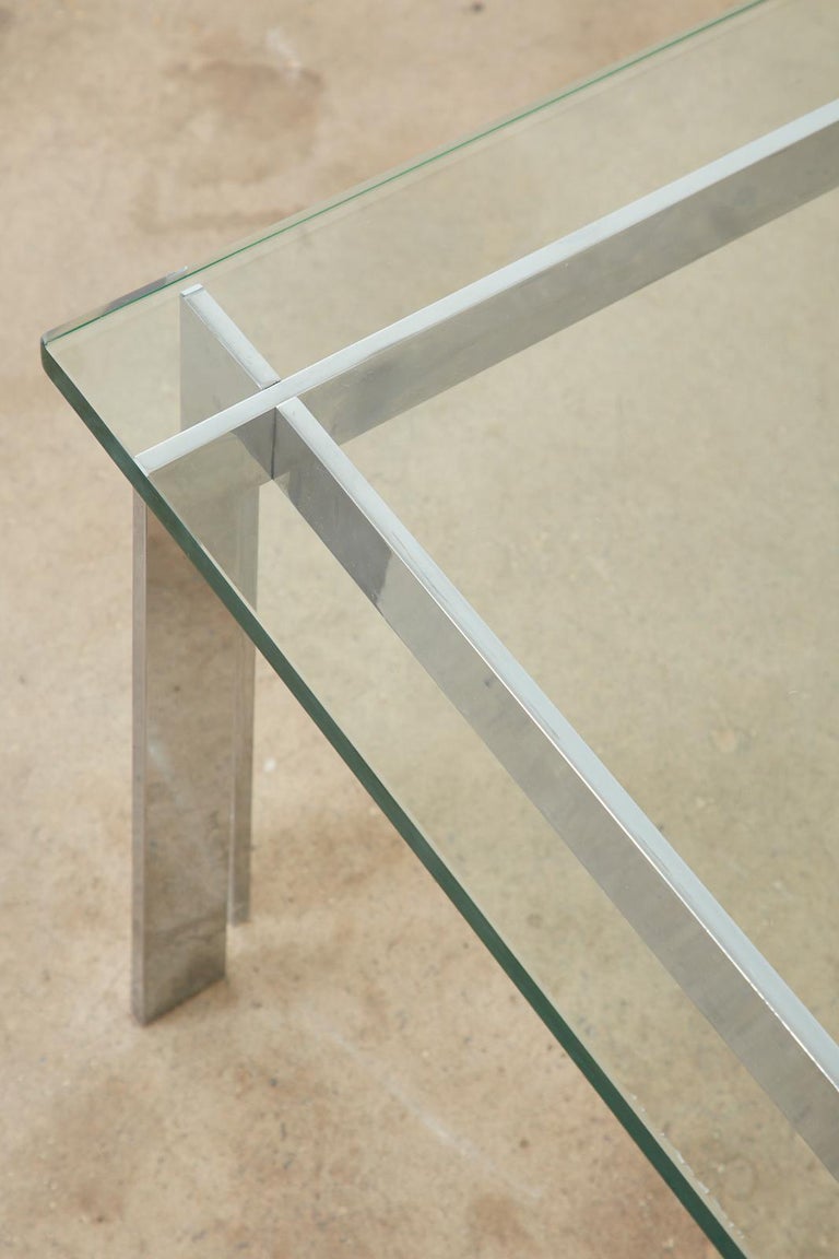 Milo Baughman Style Chrome and Glass Square Cocktail Table For Sale at ...