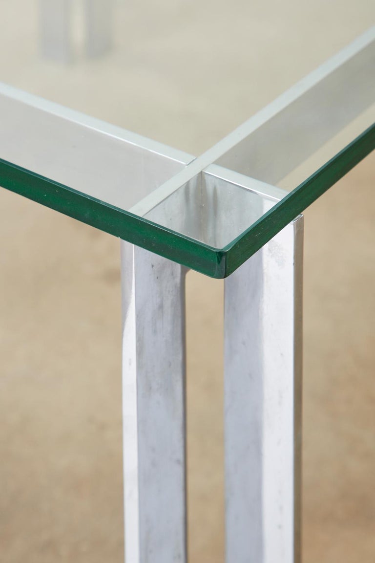 Milo Baughman Style Chrome and Glass Square Cocktail Table For Sale at ...