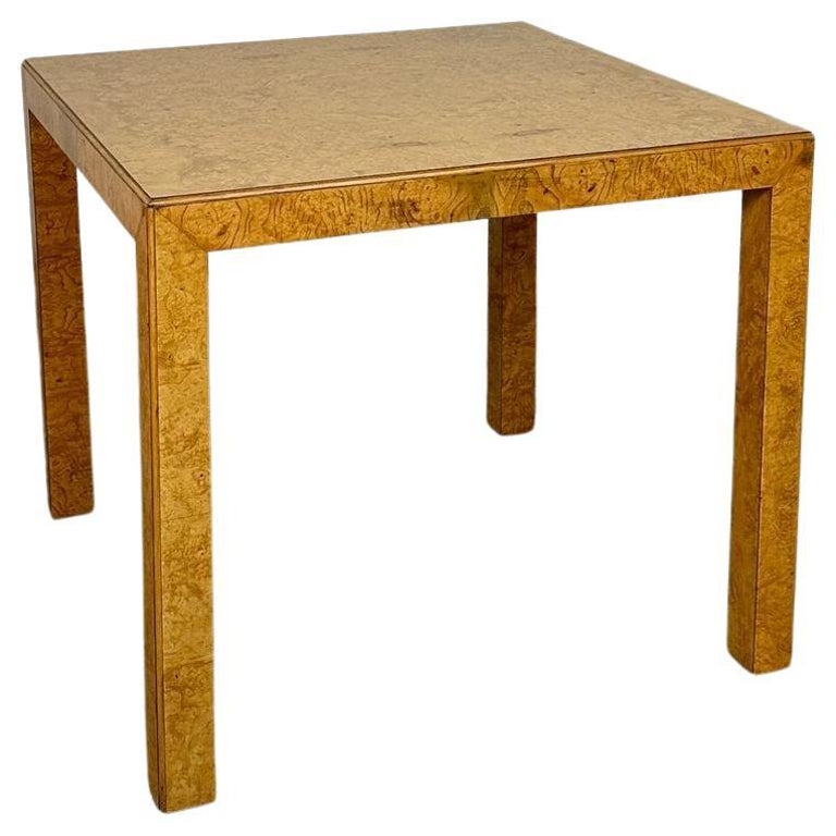 Milo Baughman Style Dining Table in Burl Wood For Sale at 1stDibs
