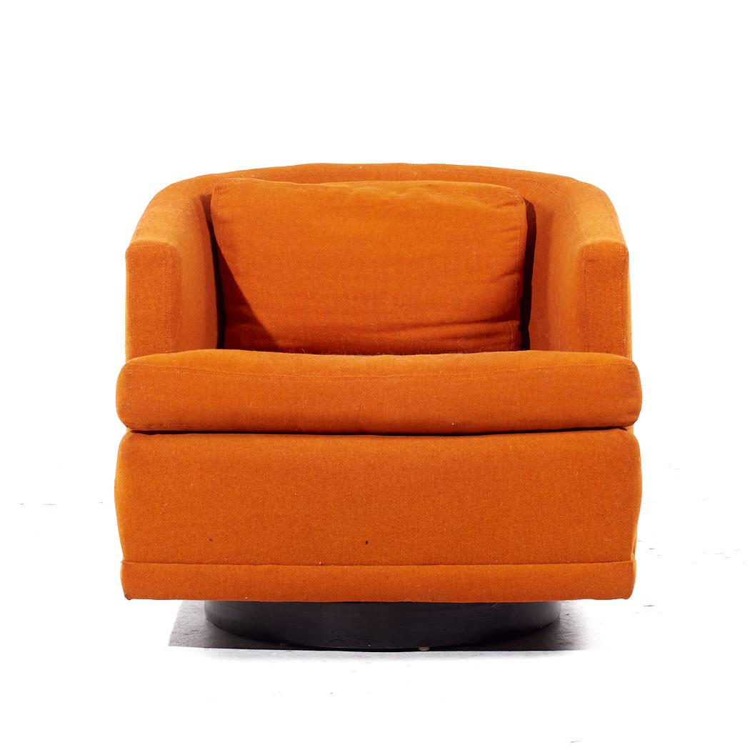 Milo Baughman Style Founders Mid Century Chrome Base Swivel Chairs ...
