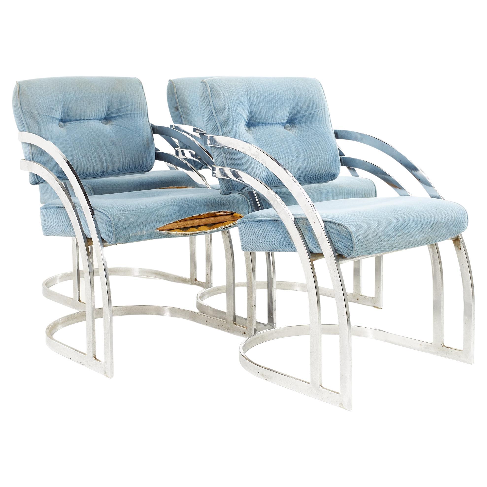 Cantilever Chrome Dining Chairs Set of Ten at 1stDibs