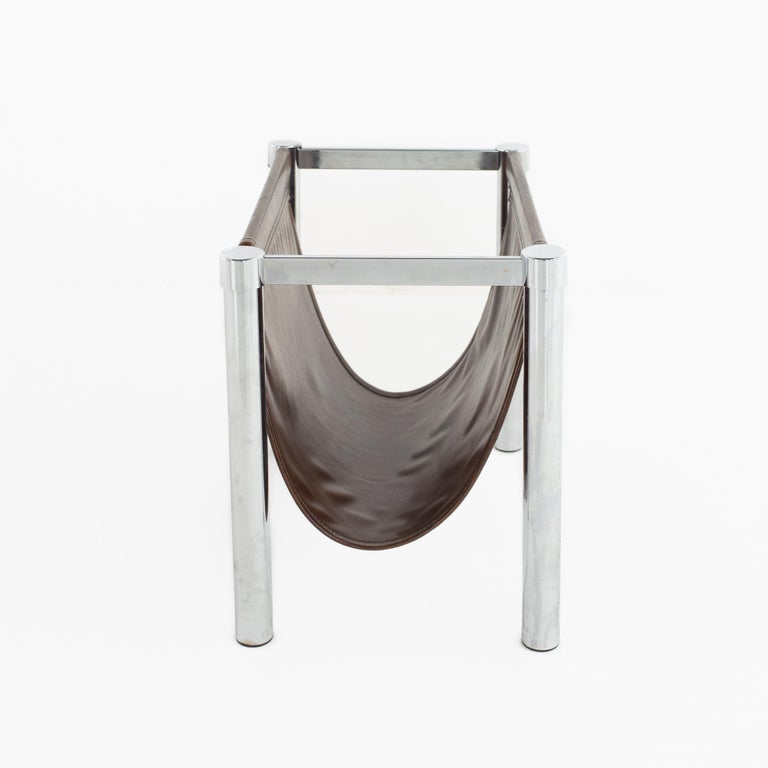 Milo Baughman Style Mid Century Chrome Magazine Rack For Sale at 1stDibs