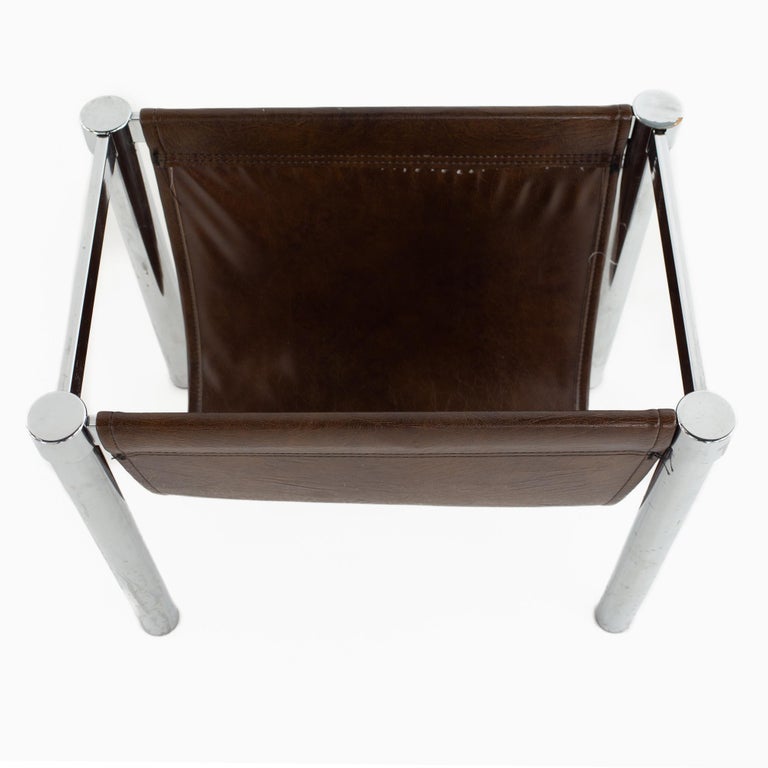 Milo Baughman Style Mid Century Chrome Magazine Rack For Sale at 1stDibs