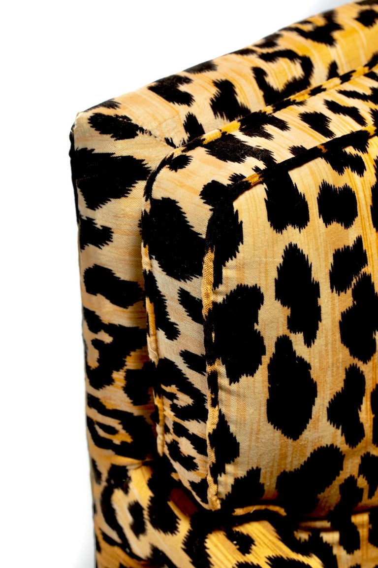 Milo Baughman Style Mid Century Parsons Chair in Leopard Velvet c. 1970 ...