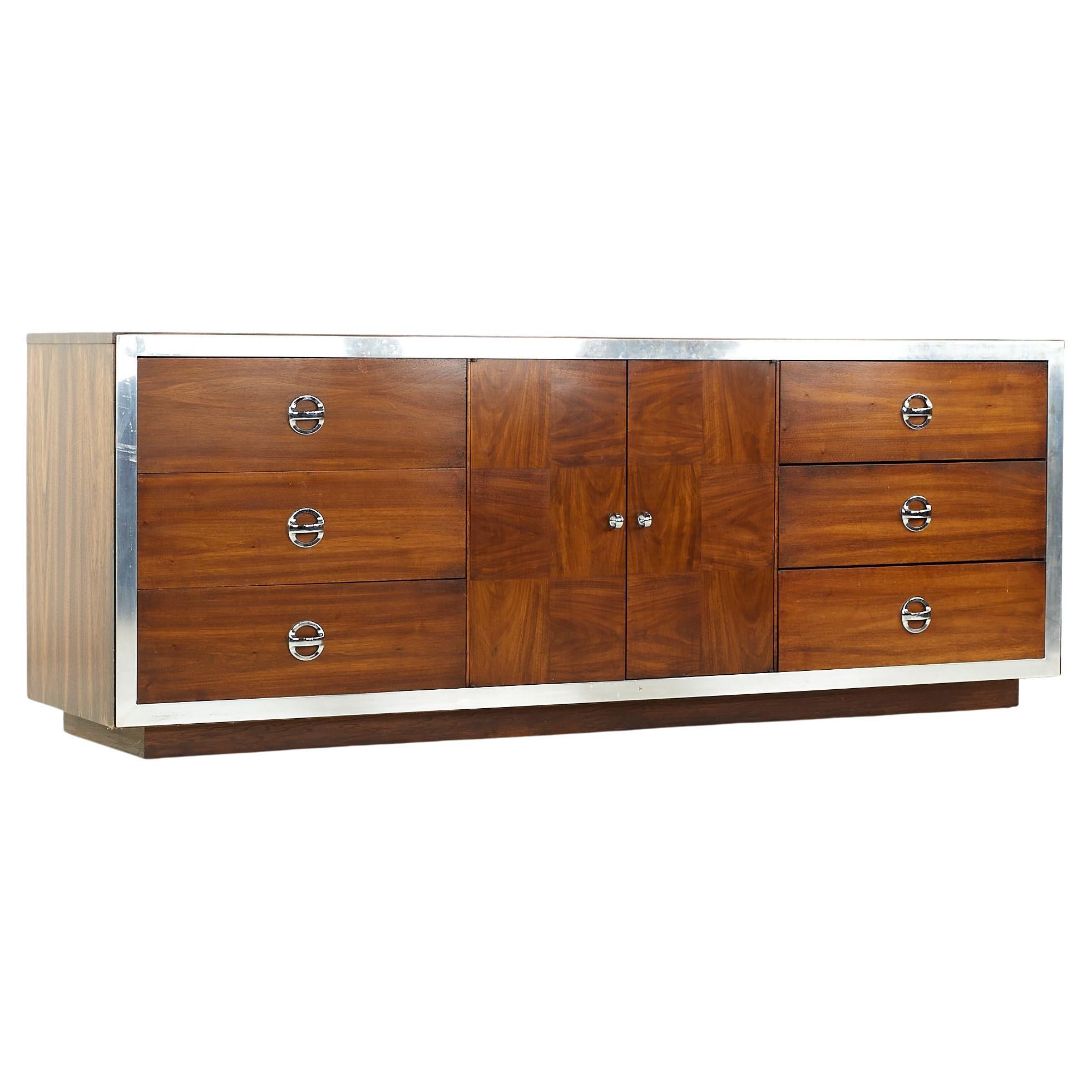 Milo Baughman Style Black Lacquer and Rosewood Dresser, Mid-Century ...