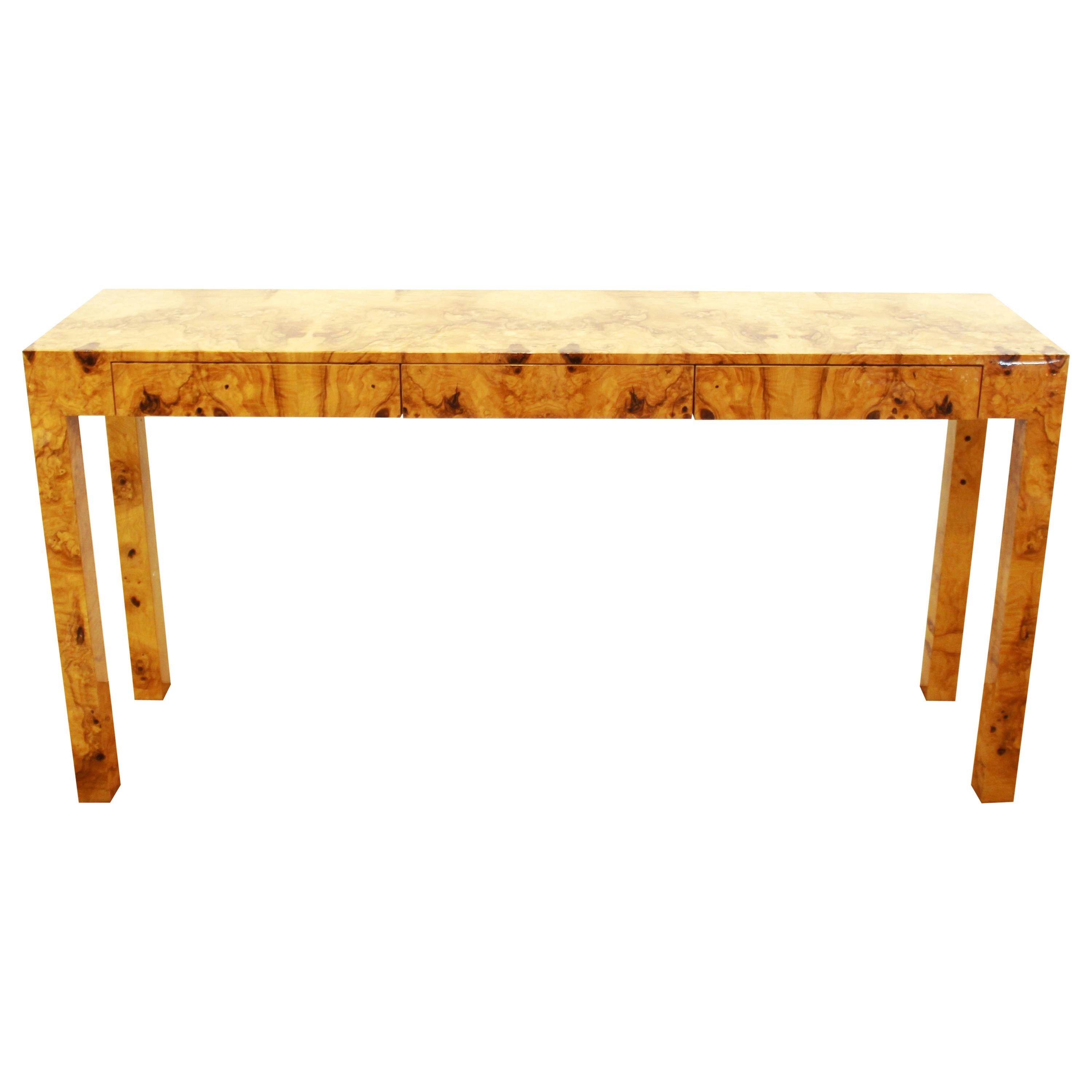 Milo Baughman Style Modern Console Table with Drawers in Lacquered Wood ...