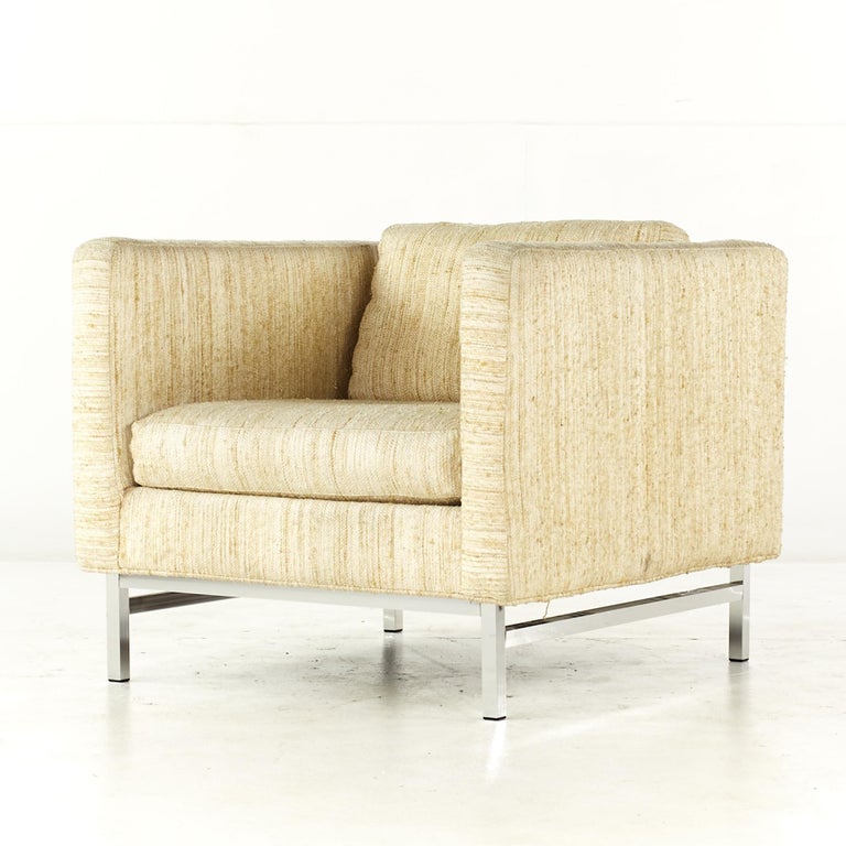 Milo Baughman Style Selig Mid-Century Chrome Lounge Chair, Pair For ...