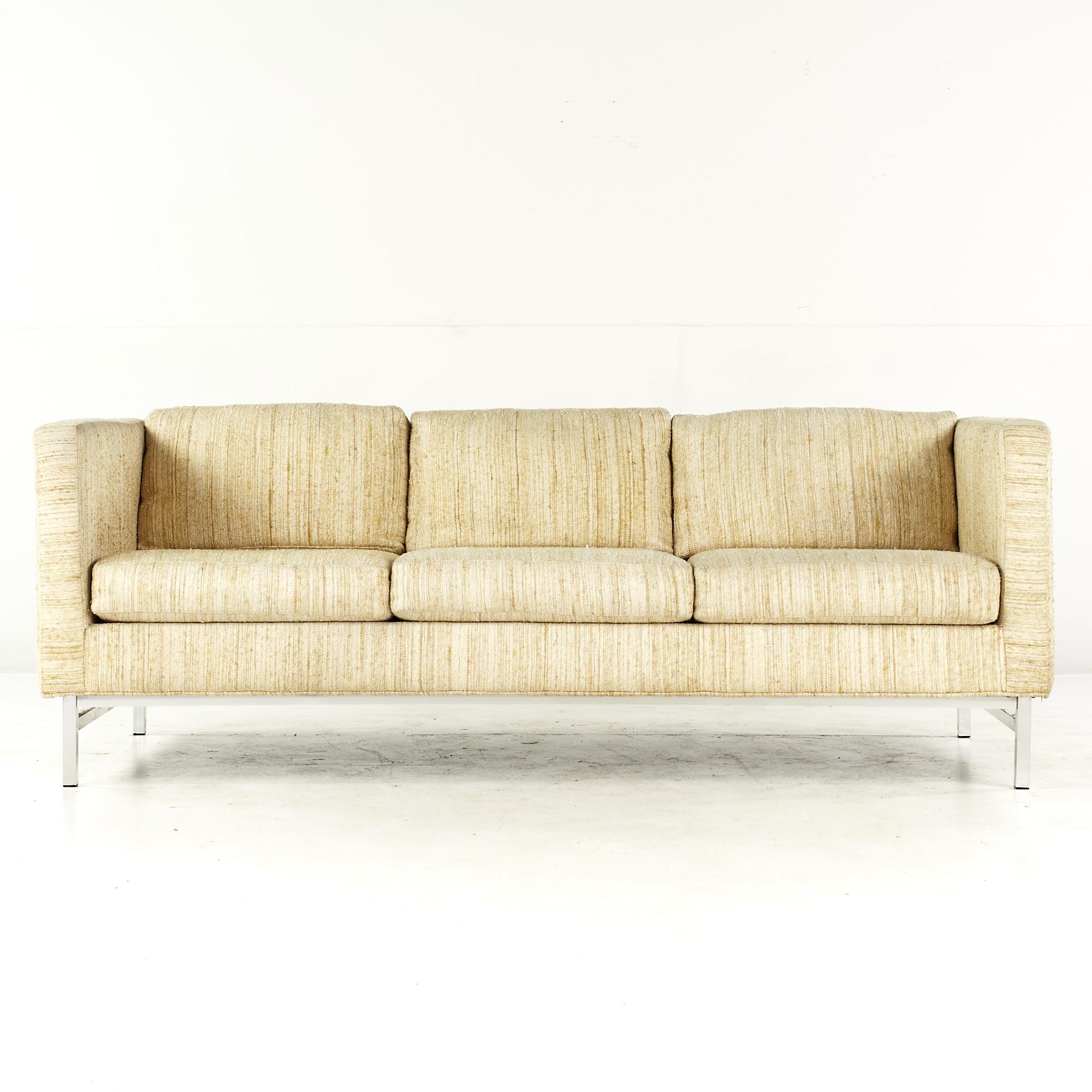 Milo Baughman Style Selig Mid Century Chrome Sofa For Sale at 1stDibs