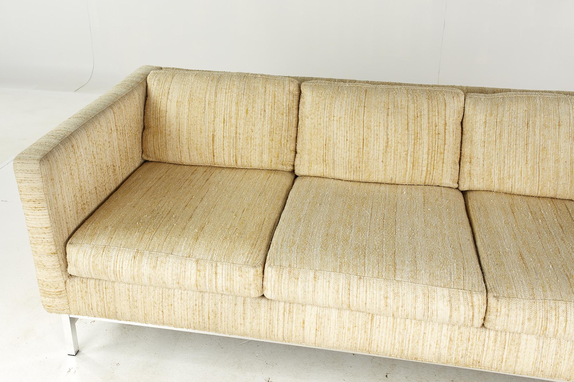 Milo Baughman Style Selig Mid Century Chrome Sofa For Sale at 1stDibs