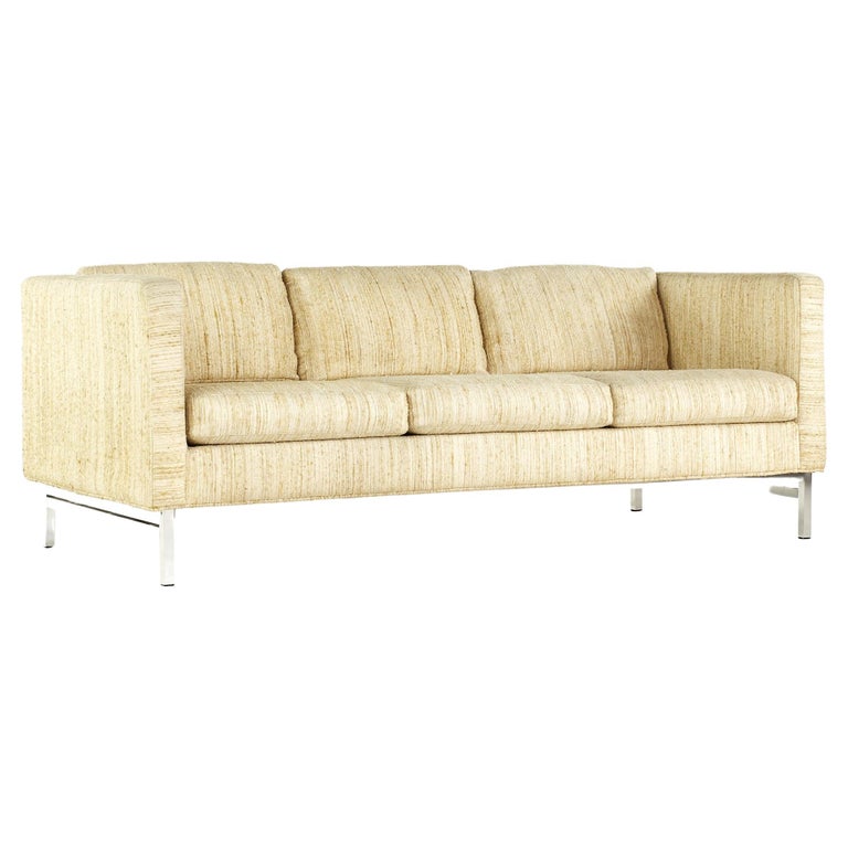 Milo Baughman Style Selig Mid Century Chrome Sofa For Sale at 1stDibs