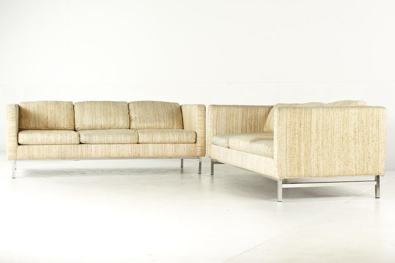 Milo Baughman Style Selig Mid Century Chrome Sofa - Pair For Sale at ...
