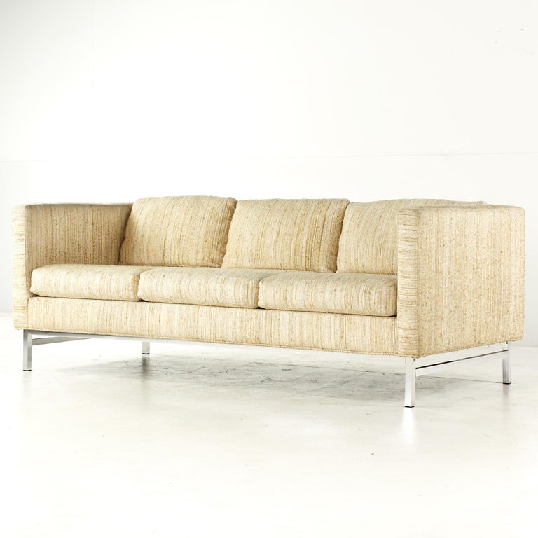 Milo Baughman Style Selig Mid Century Chrome Sofa - Pair For Sale at ...