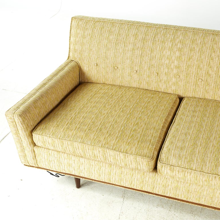 Milo Baughman Style Selig Midcentury Walnut Sofa For Sale at 1stDibs