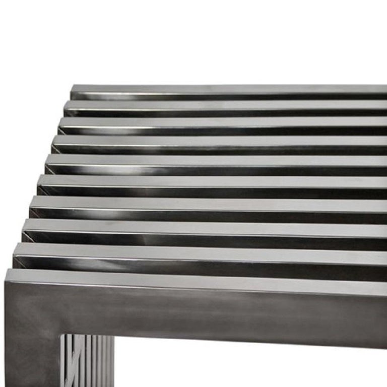 Milo Baughman style Slat Metal Bench For Sale at 1stDibs