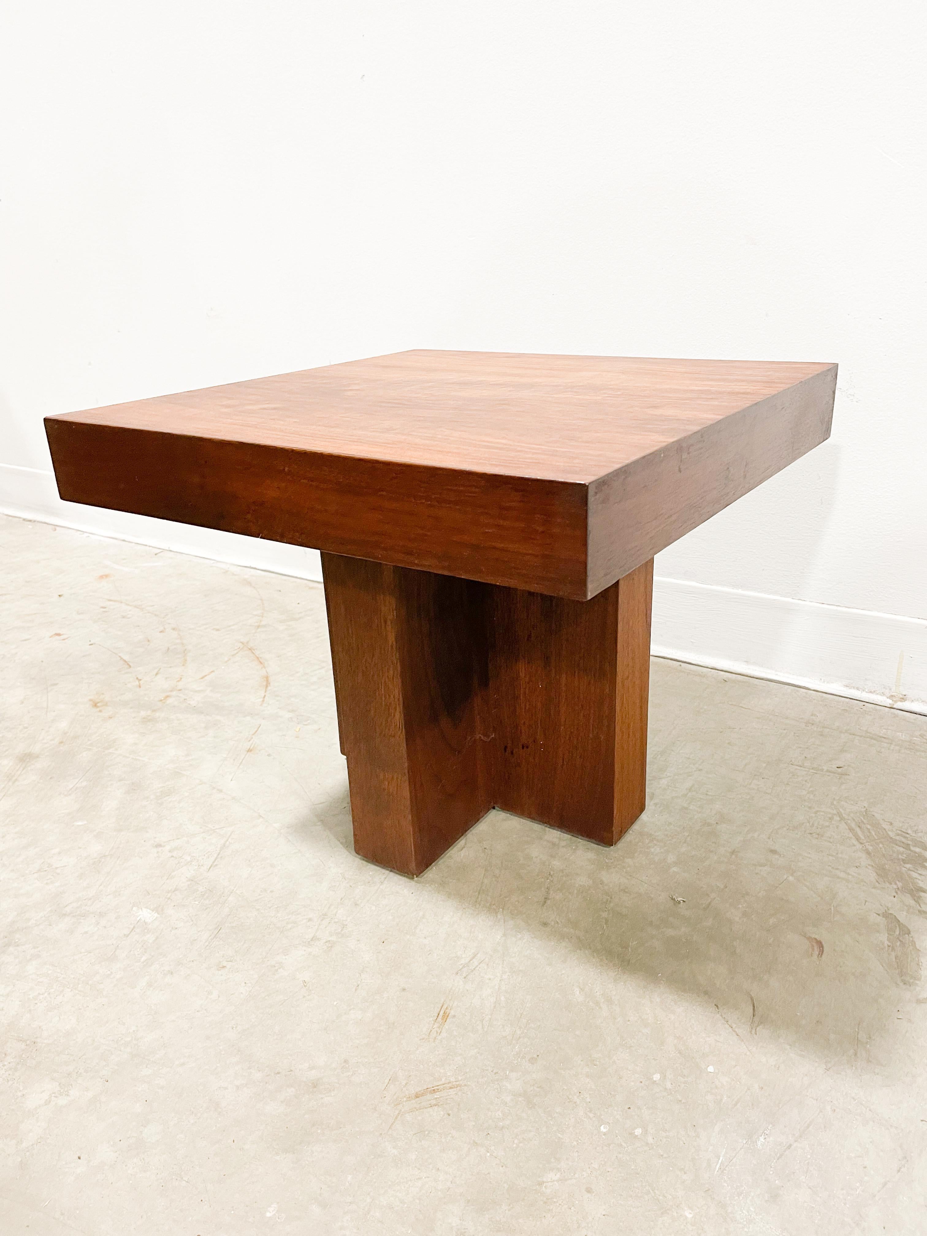 Craft Associates Walnut Cruciform Base Side Table For Sale at 1stDibs
