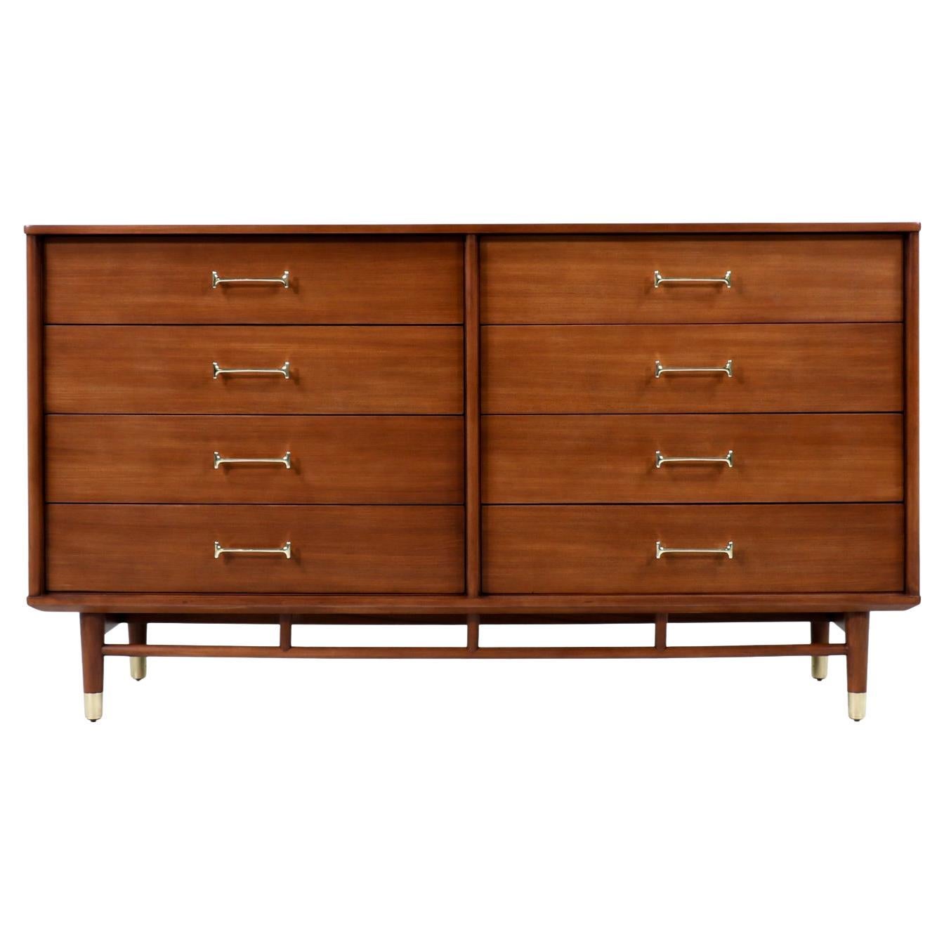 Midcentury Brass-Lined Handle Line Series Dresser by Basic Witz at 1stDibs